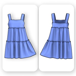 Short Tiered Dress Pattern - Easy Summer Dress With Straps - Womens ...