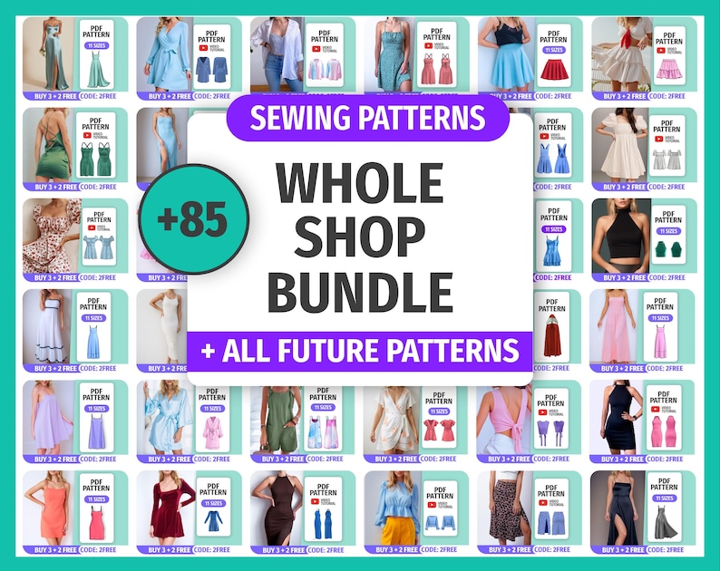 WHOLE SHOP Bundle Sewing Pattern, Beginner Sewing Patterns for Womens ...