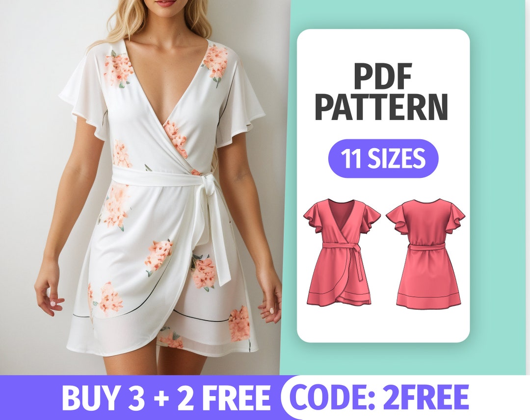 WRAP DRESS PATTERN | 11 Sizes | Simple Summer Dress for Women - Etsy