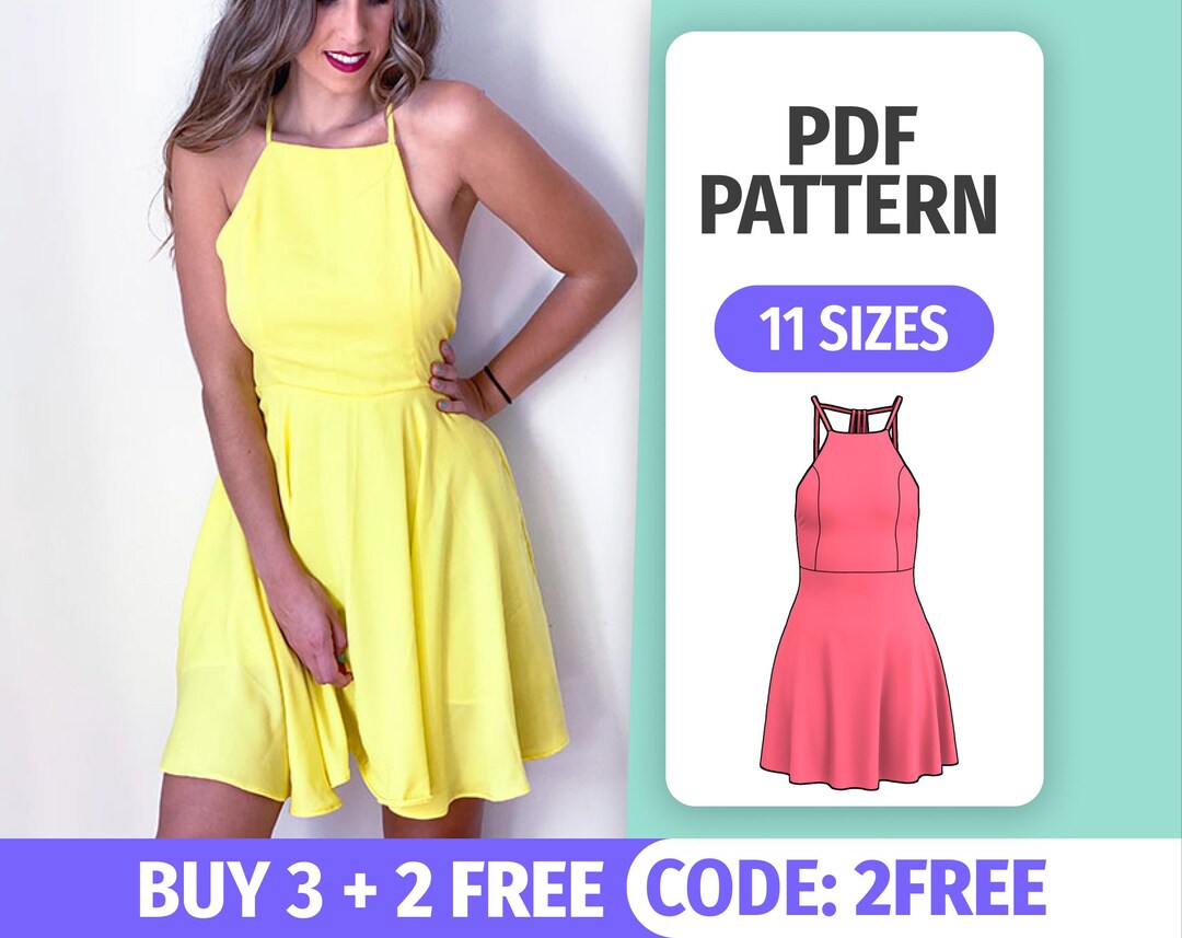 Open Back Flounce Dress Sewing Pattern: Sora Design (PDF Pattern) - Etsy UK