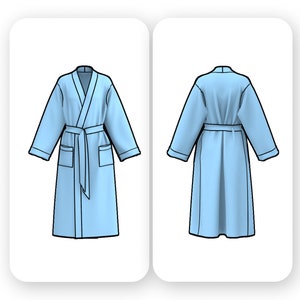 Robe Sewing Pattern - House Coat Sewing Tutorial - Bathrobe PDF Pattern for Women and Men - 11 ...