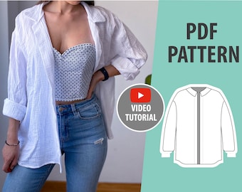 Oversized Women Shirt Sewing Pattern Instant PDF Download - Etsy