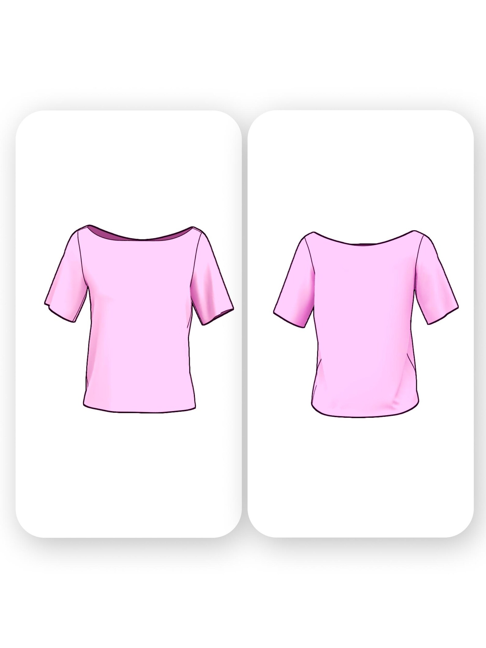 Boat Neck Knit Top Sewing Pattern: Relaxed Fit Short Sleeve (PDF ...