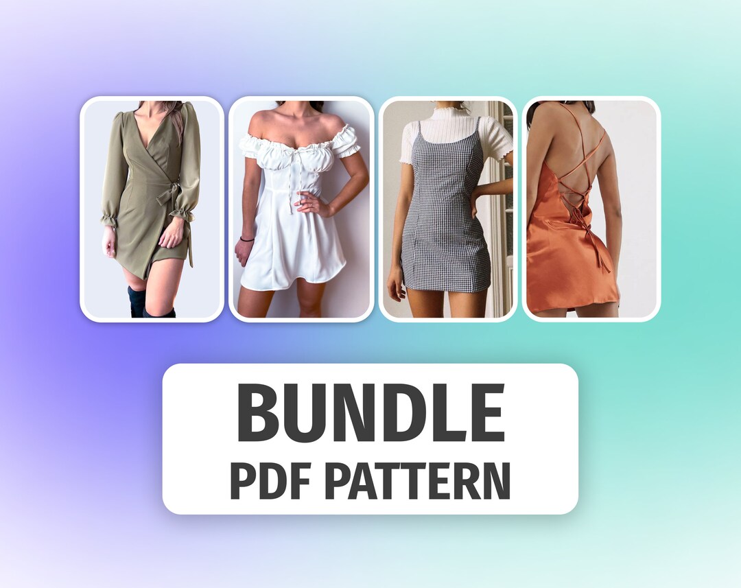 BUNDLE DRESS Sewing Pattern PDF | Wrap Dress | Milkmaid Dress | Slip ...