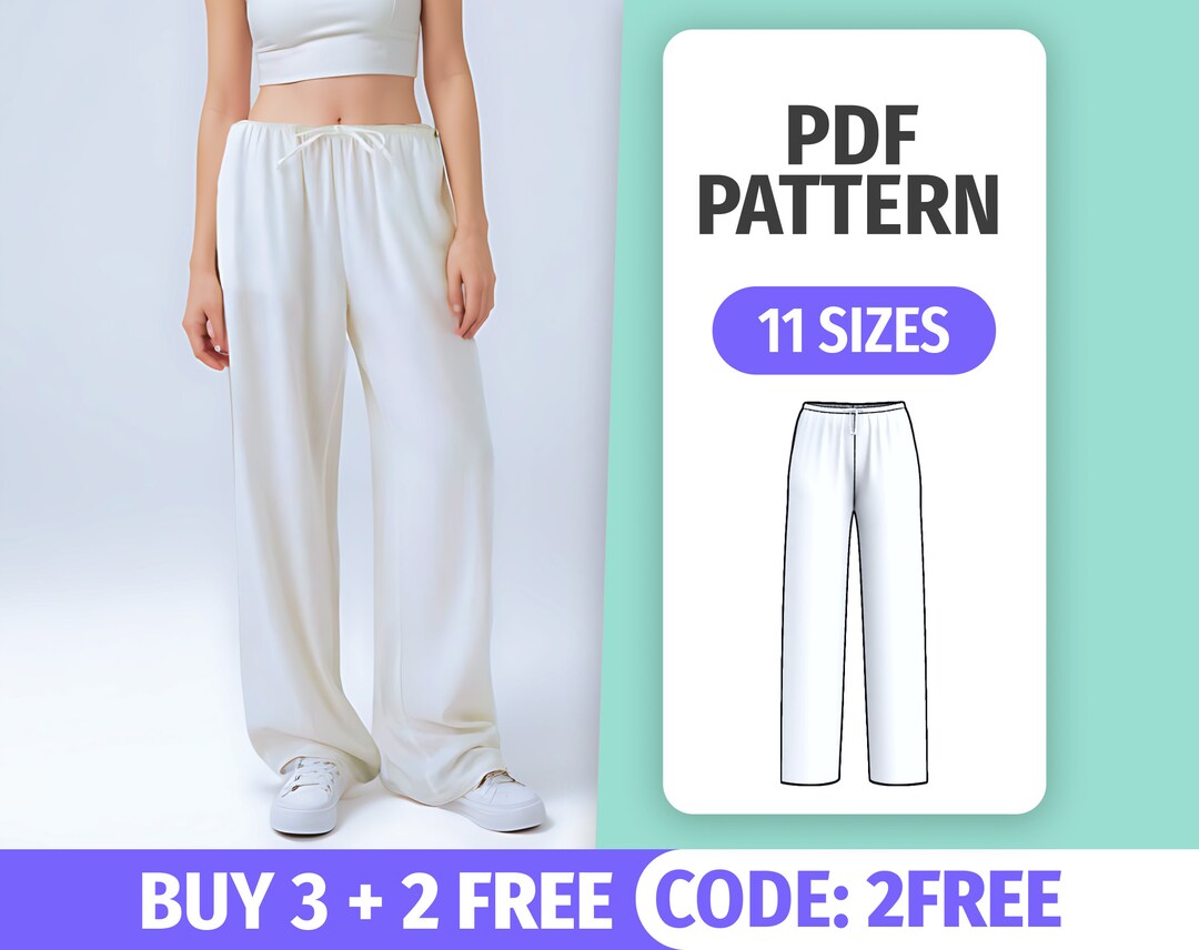 Linen Pants Sewing Pattern PDF - Summer Elastic Waist Pants - Casual ...