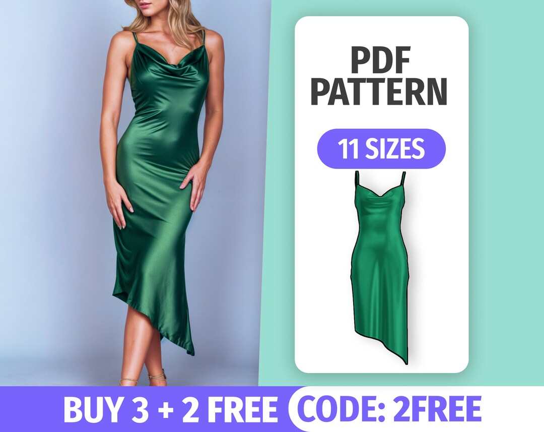 Evening Gown Dress Pattern - Cocktail Maxi Slit Dress Pattern - Formal ...