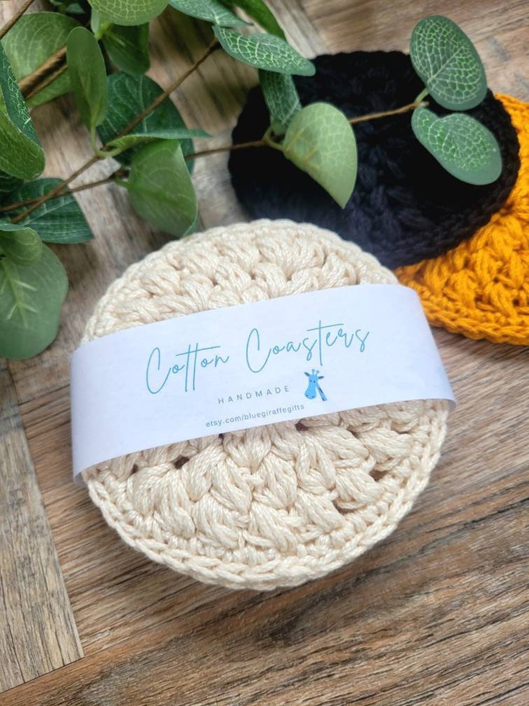 Crochet Coasters Set of 4, Boho Coasters, Neutral Coasters, Modern ...