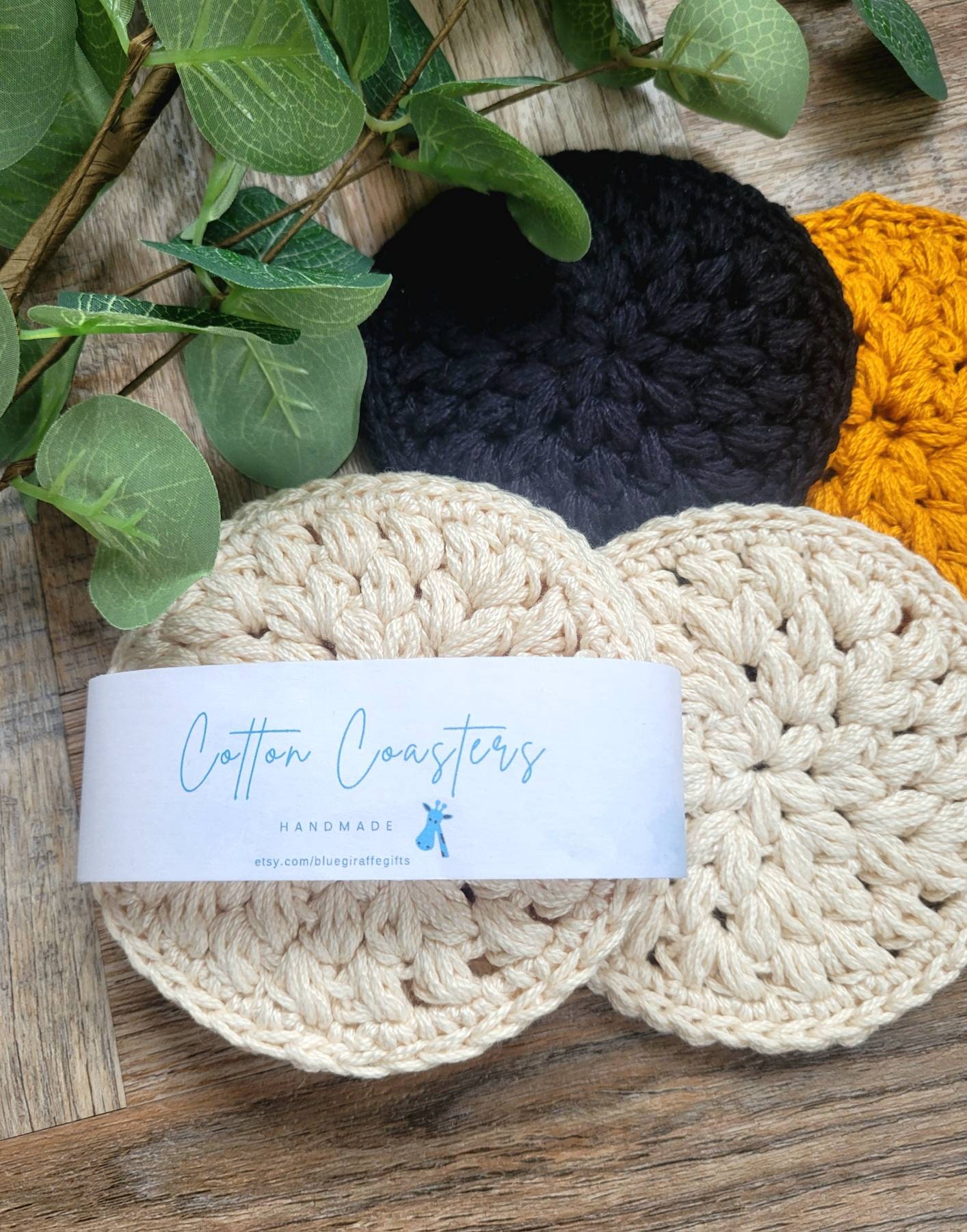 Crochet Coasters Set of 4, Boho Coasters, Neutral Coasters, Modern ...