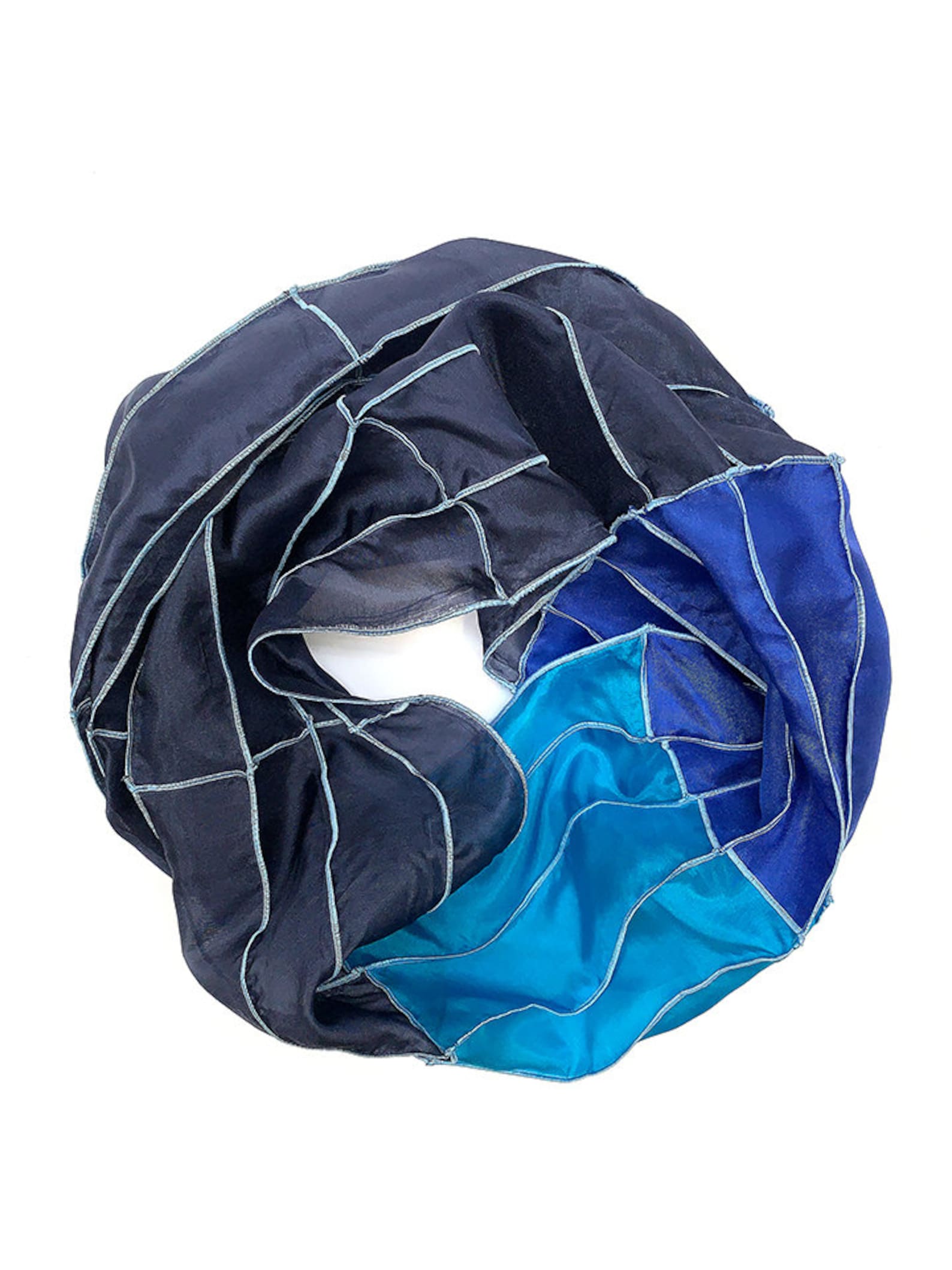 Delicate Silk Loop With a Beautiful Ribbed Pattern in Blue and - Etsy