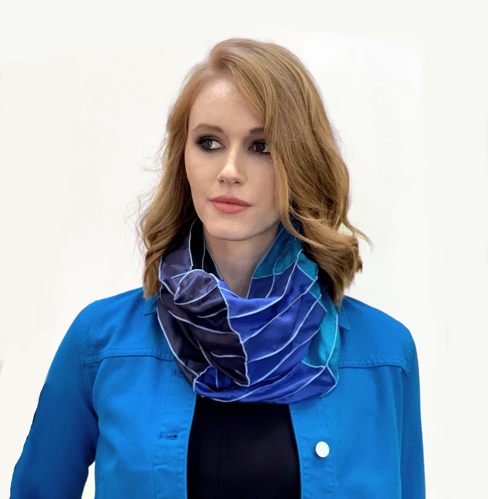 Delicate Silk Loop With a Beautiful Ribbed Pattern in Blue and - Etsy