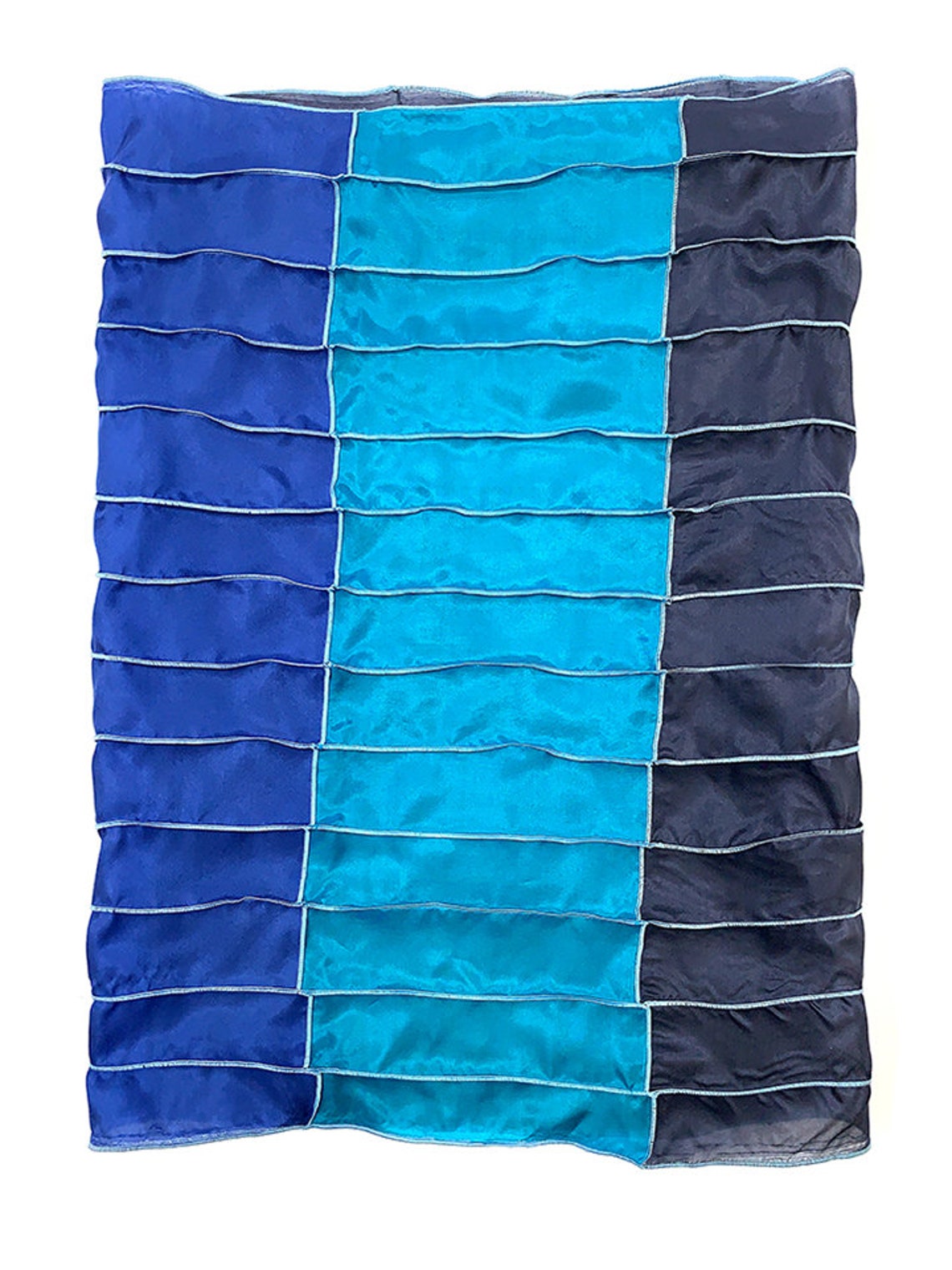 Delicate Silk Loop With a Beautiful Ribbed Pattern in Blue and - Etsy