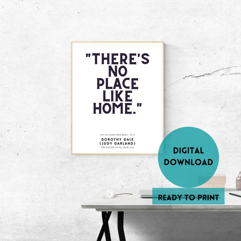Wizard of Oz Quote Print: "there's No Place Like Home" (digital ...