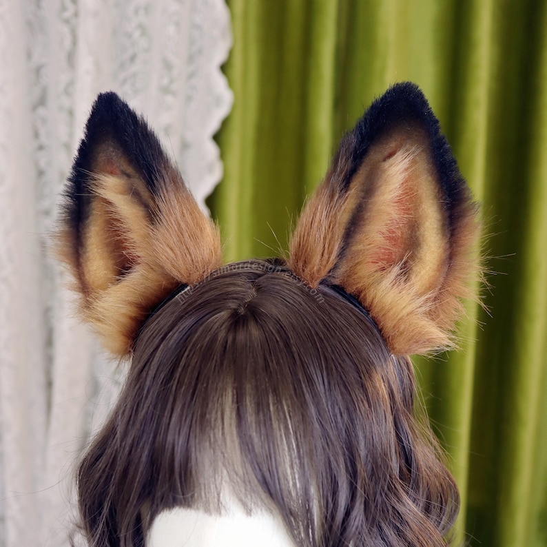 Faux Fur German Shepherd Ears: Brown Coffee Cosplay Headband - Etsy