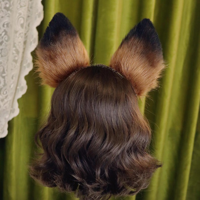 Faux Fur German Shepherd Ears: Brown Coffee Cosplay Headband - Etsy