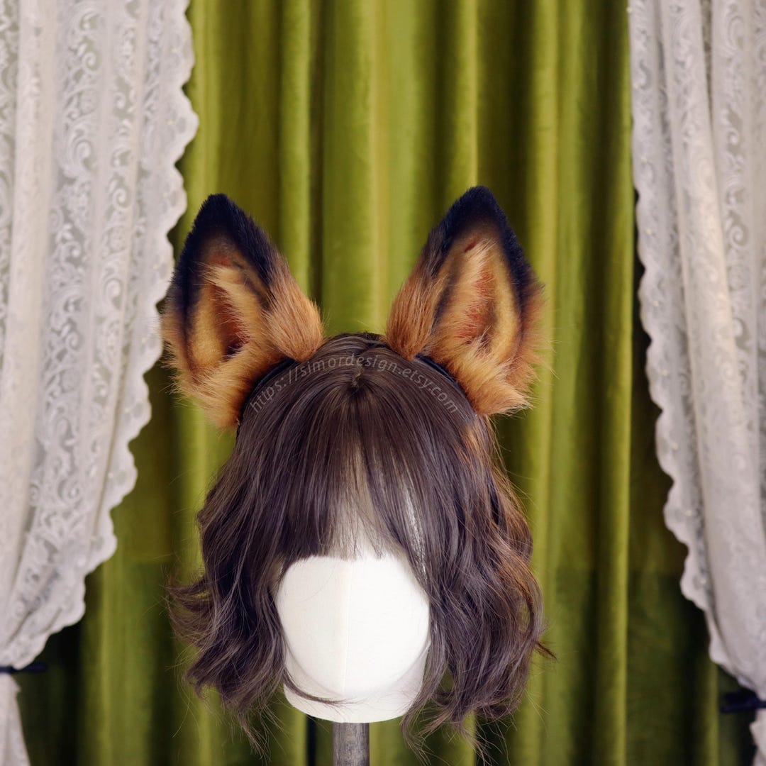 Faux Fur German Shepherd Ears: Brown Coffee Cosplay Headband - Etsy