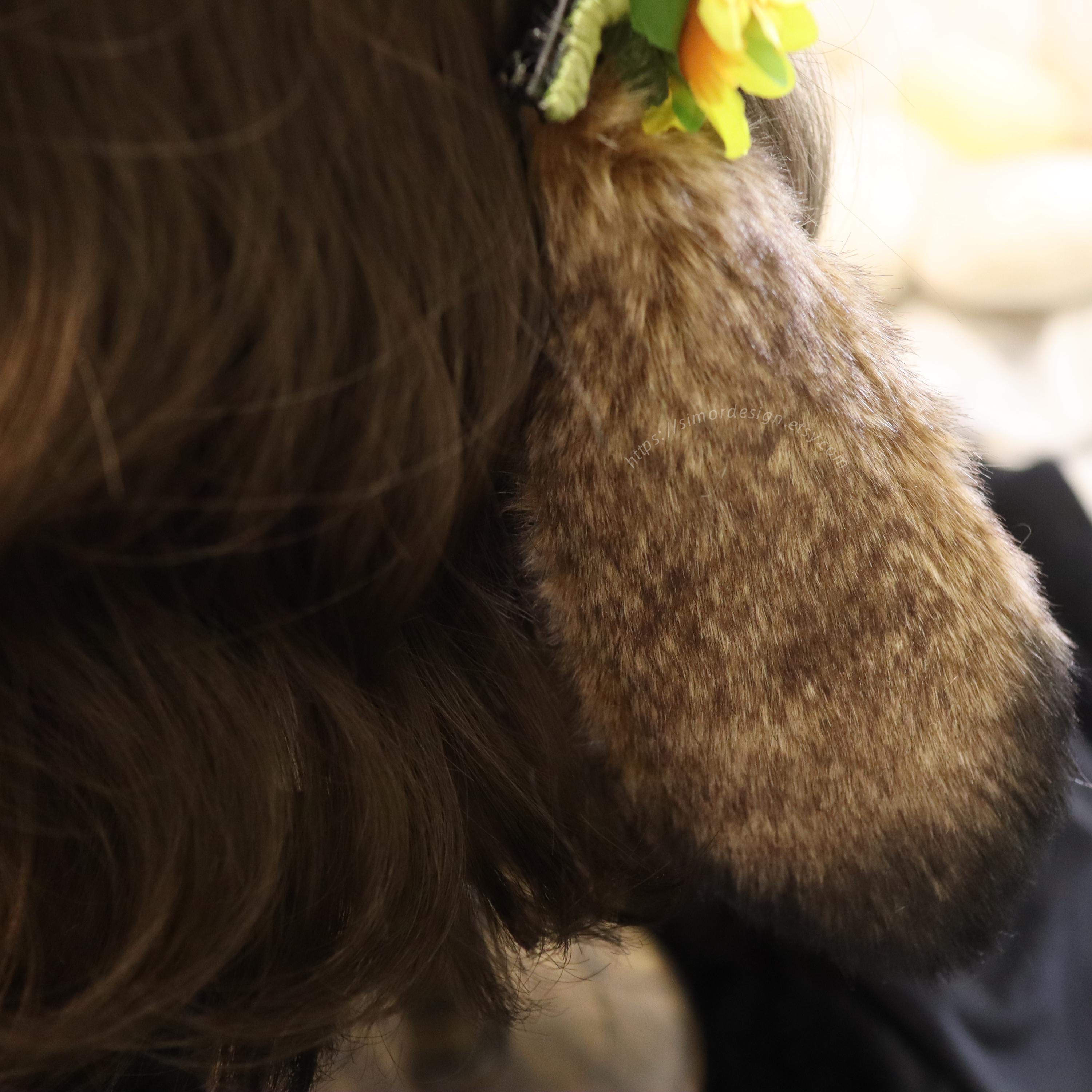 Faux Fur Bunny Ears Headband & Tail Set: Lolita Cosplay Costume Rabbit ...