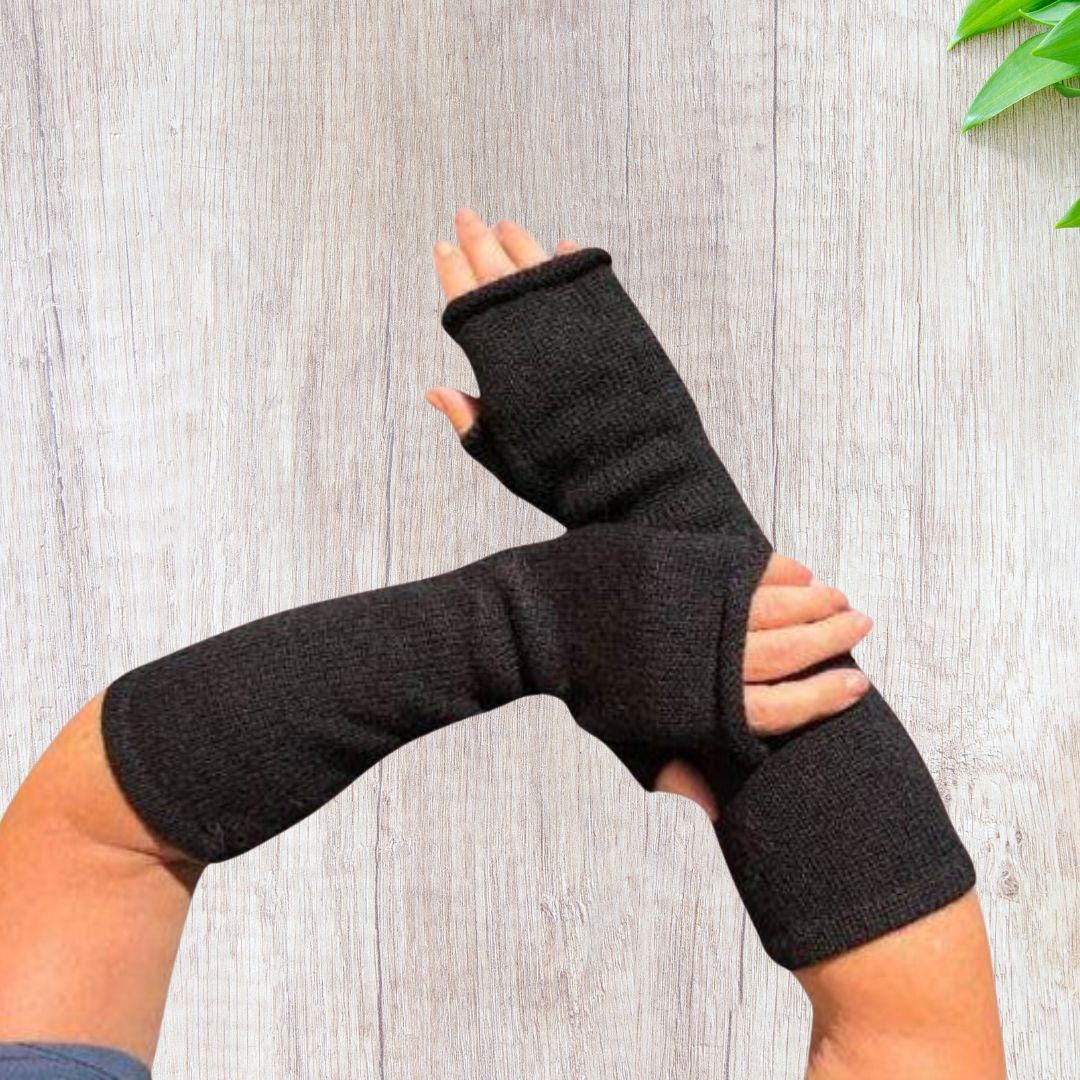 Alpaca Wool Fingerless Gloves Arm Warmers Driving Gloves Knit ...