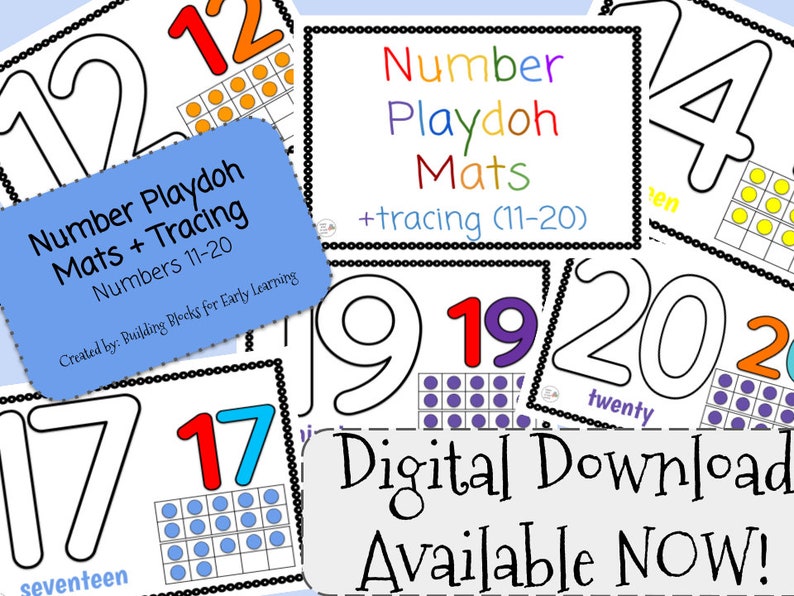 Number Tracing + Playdoh Mats (11-20) Digital Download - Etsy