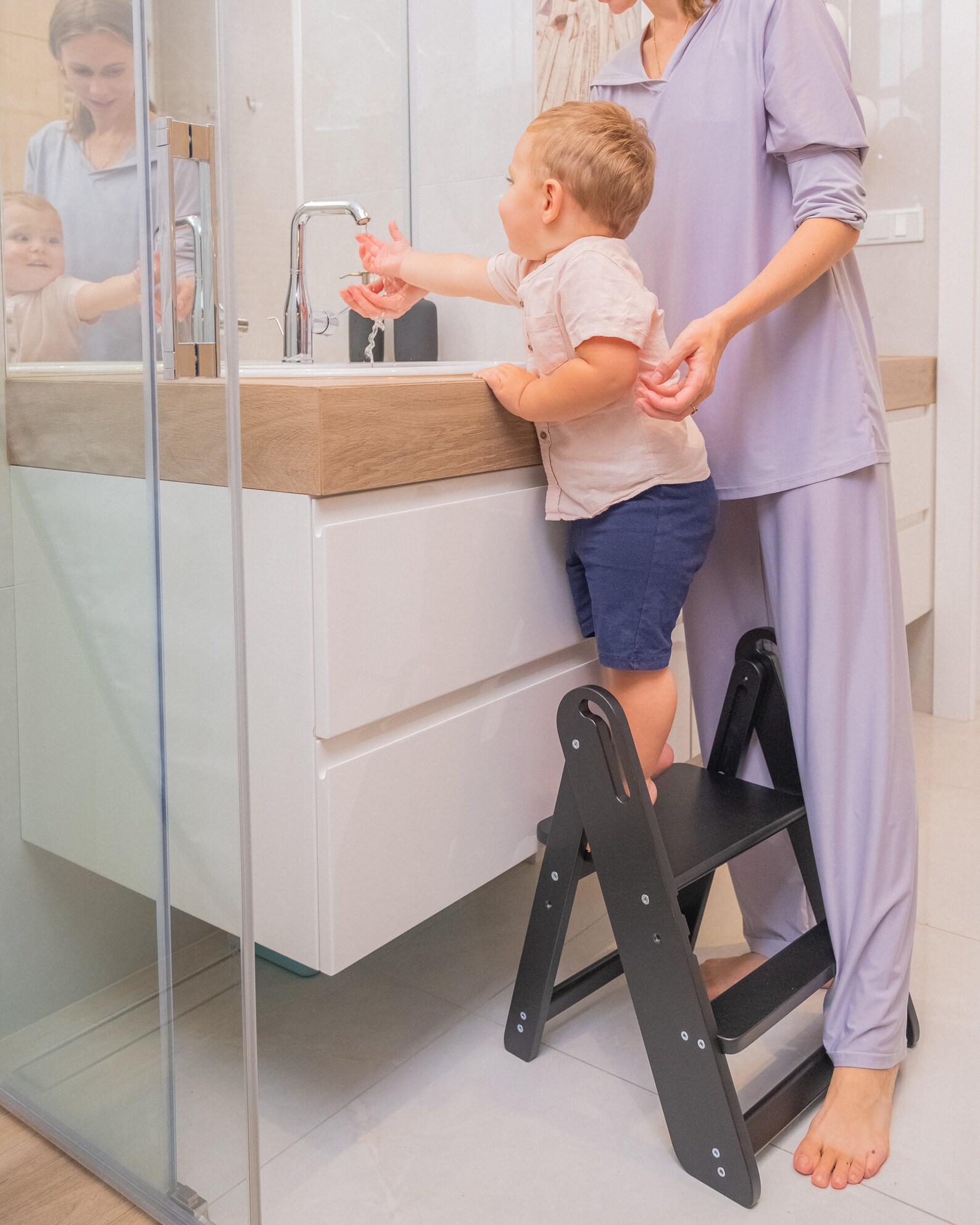 Two Steps Small Wooden Ladder Bathroom Kids Stool Wood Step - Etsy Canada