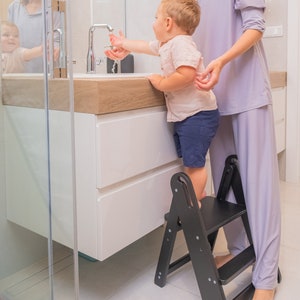 Wooden Kids Step Stool: Adjustable Kitchen Help Ladder - Etsy