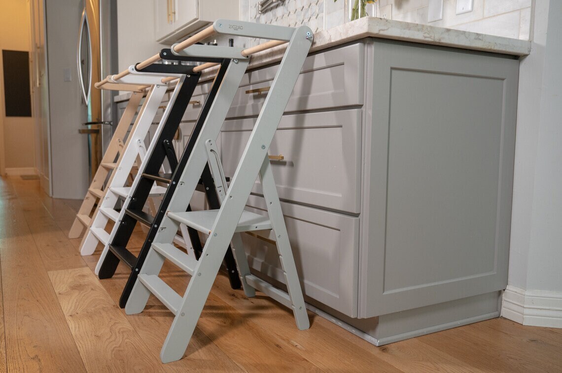 Help Tower Fold Kitchen Ladder Step Stool Adult Slim Foldable Kitchen Stool Adjustable Toddler Helper Convertible Kids Furniture Etsy Canada