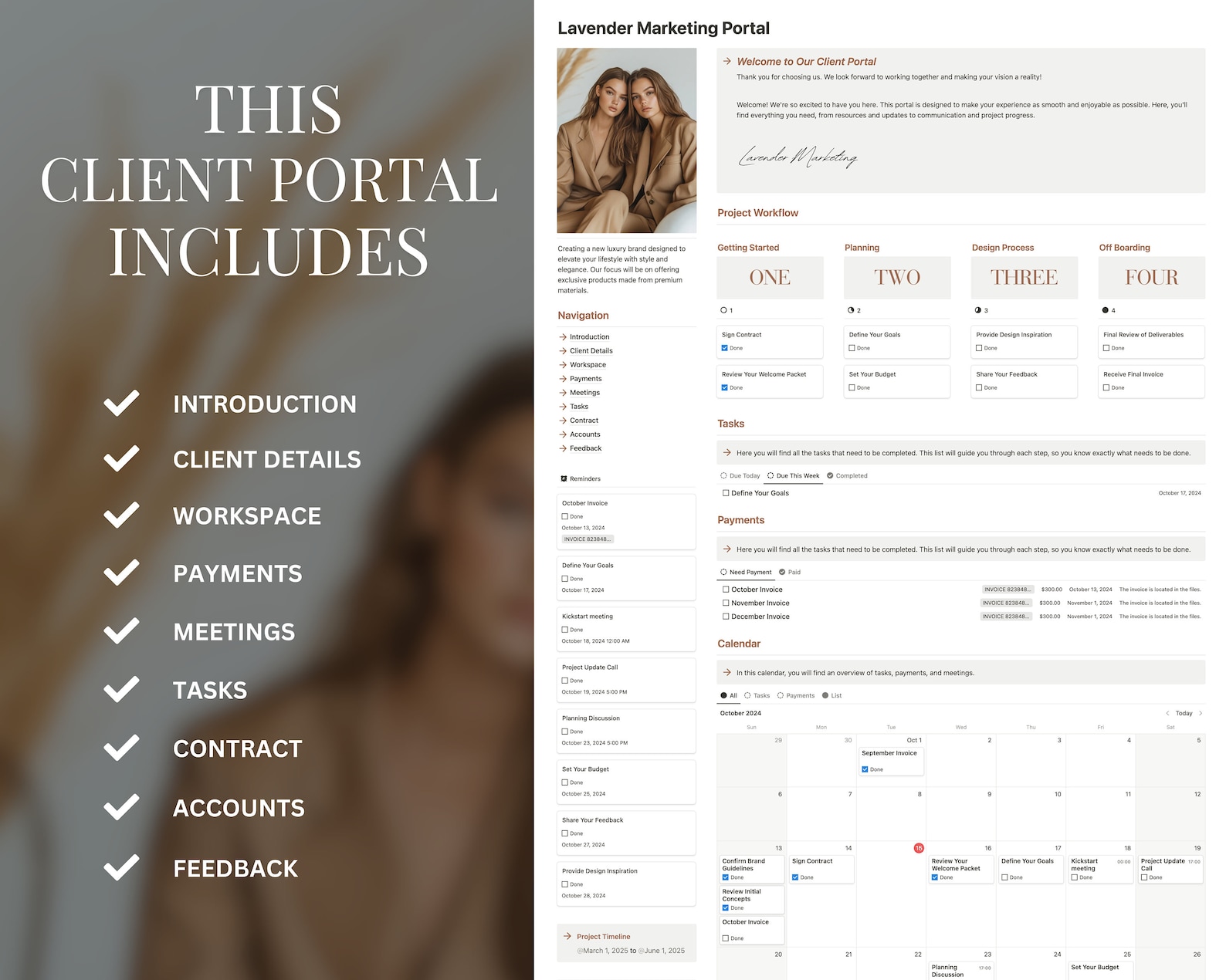 Boheme Client Management Portal for Freelance Designers Notion Template ...