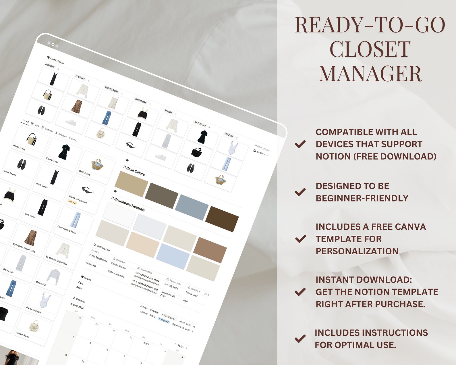 Notion Template Wardrobe Manager Notion Outfit Planner Digital Closet ...