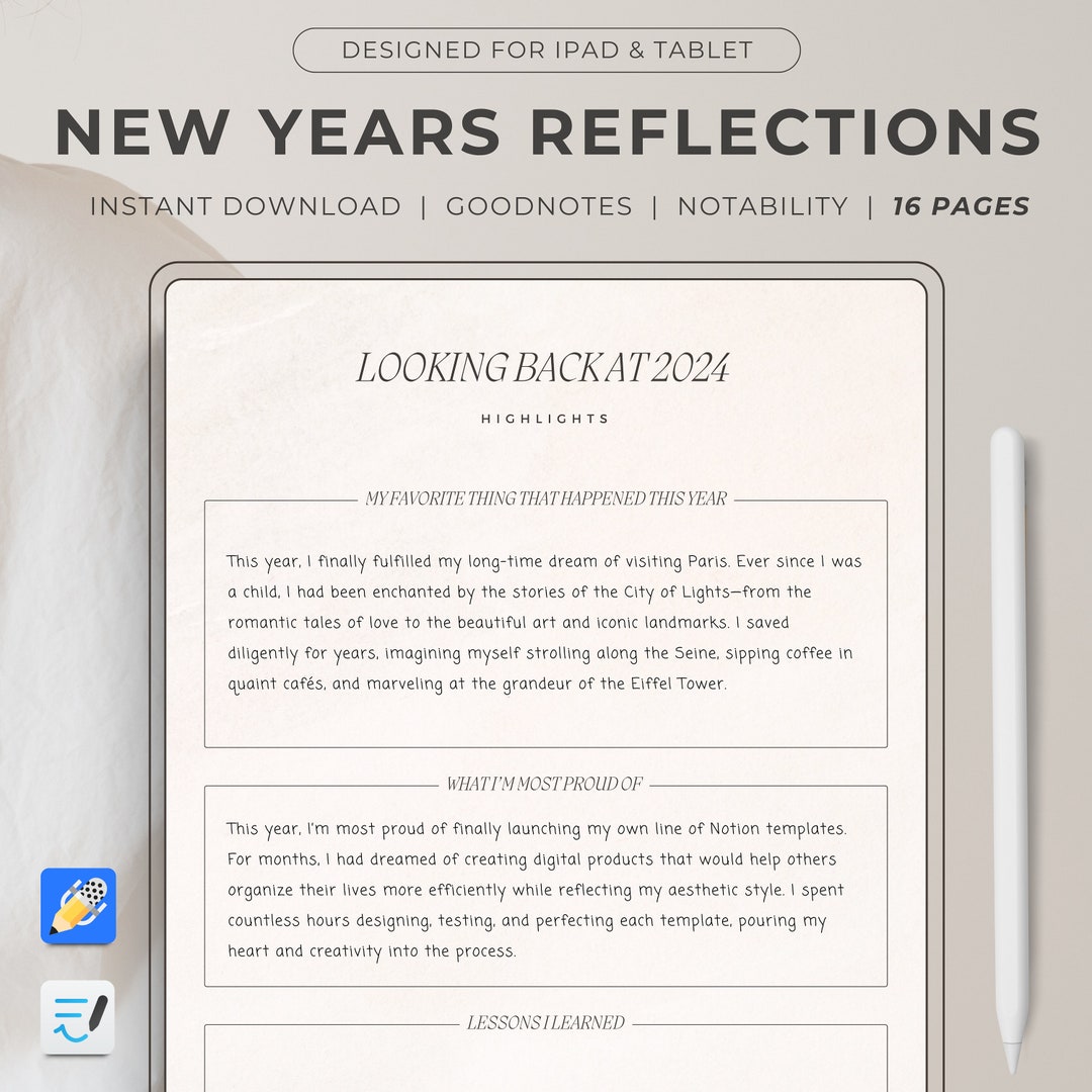 Gratitude Planner for New Year Reflections in Goodnotes New Year ...
