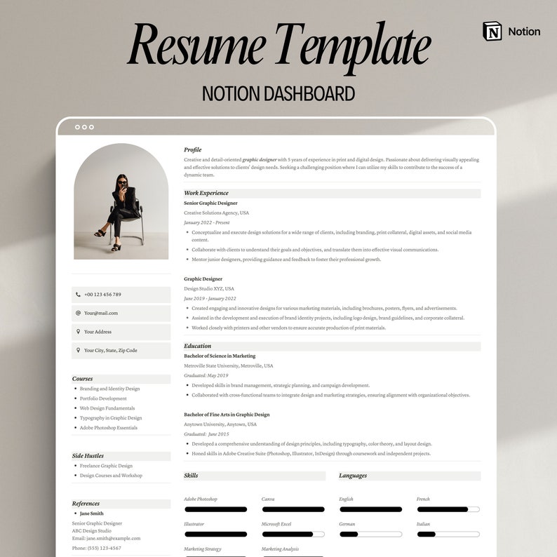 Resume Template Customizable Digital Download Professional Cv ...