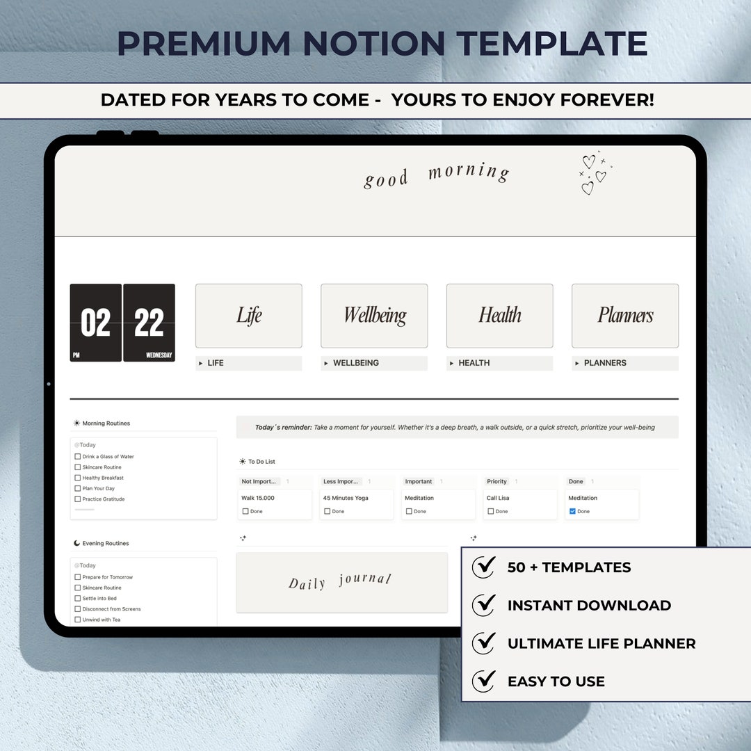 Notion Personal Planner Template Digital Download Minimalist Dashboard ...