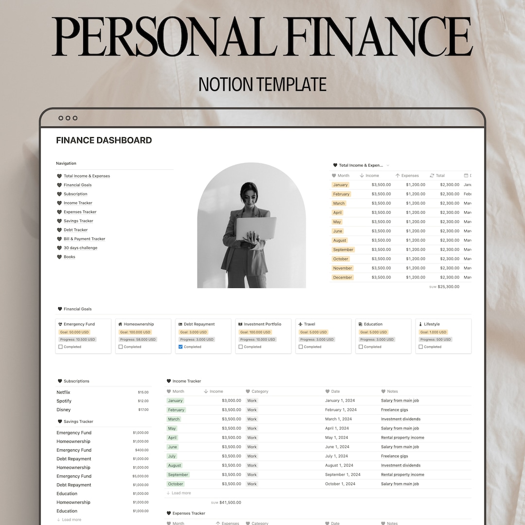 Notion Money Tracker Template for Monitoring Income Expenses and Budget ...