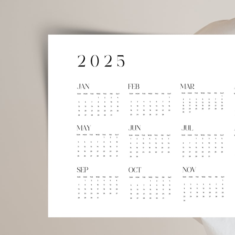 Minimalist Landscape A4 2026 Calendar Printable With Sunday Start and ...