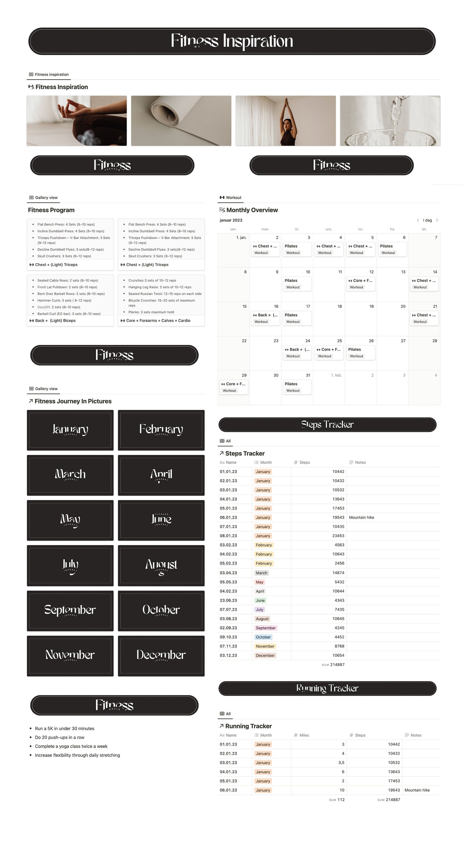 Simple Notion Exercise Tracker for Fitness Goal Tracking Notion ...