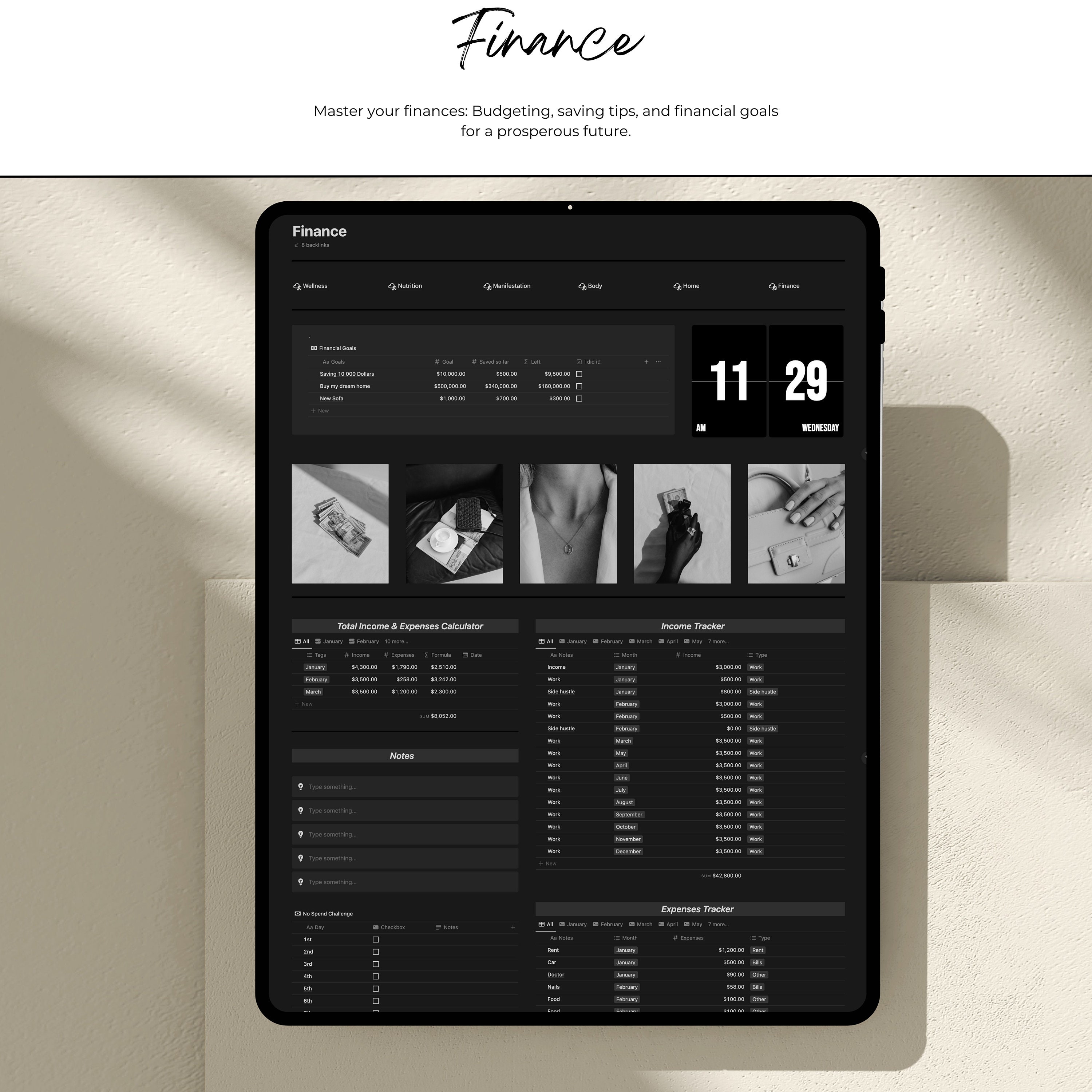 Notion Template Minimalist Black Planner Dark Mode Ultimate Life ...