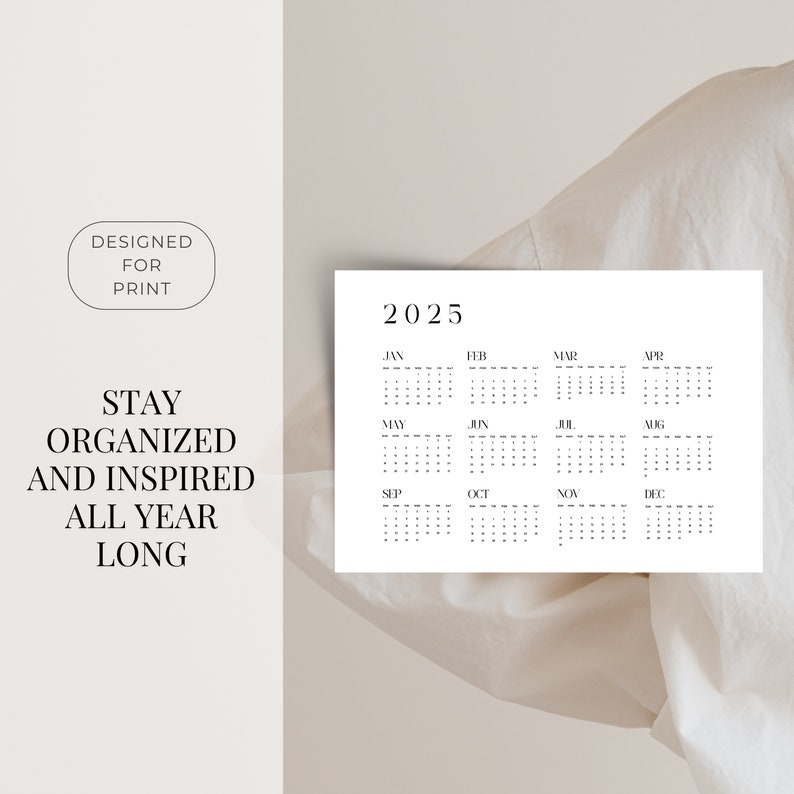 Minimalist Landscape A4 2026 Calendar Printable With Sunday Start and ...