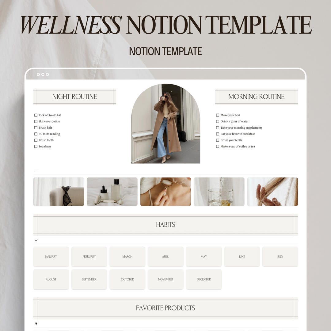 Notion Wellness Planner Template Aesthetic Digital Journal Planner for ...