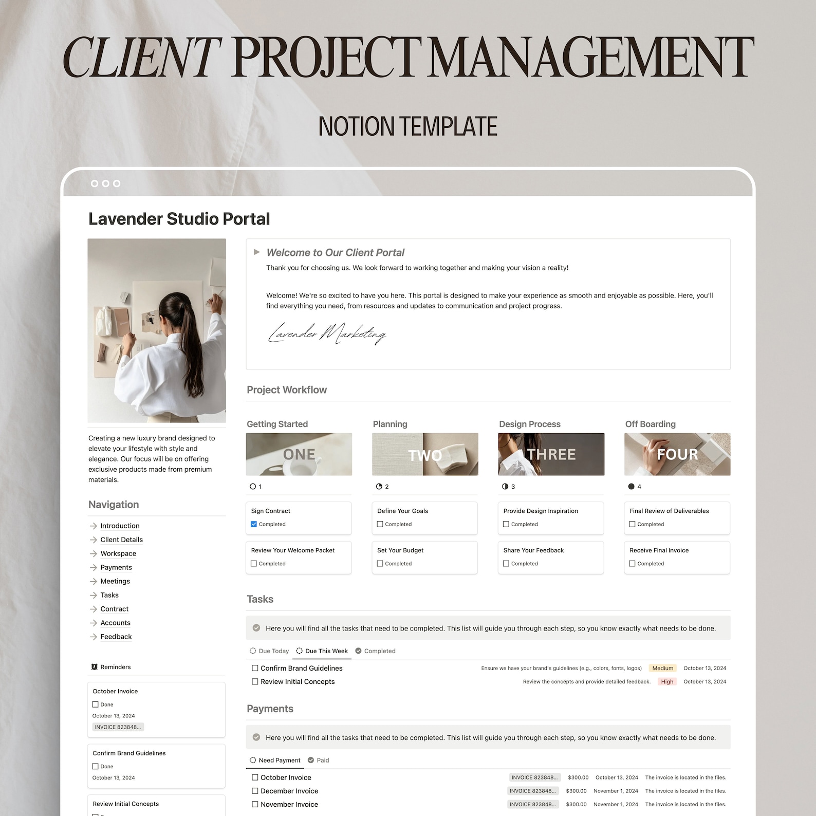 Notion Client Portal Template Client Management Dashboard for Freelancers Project Management ...