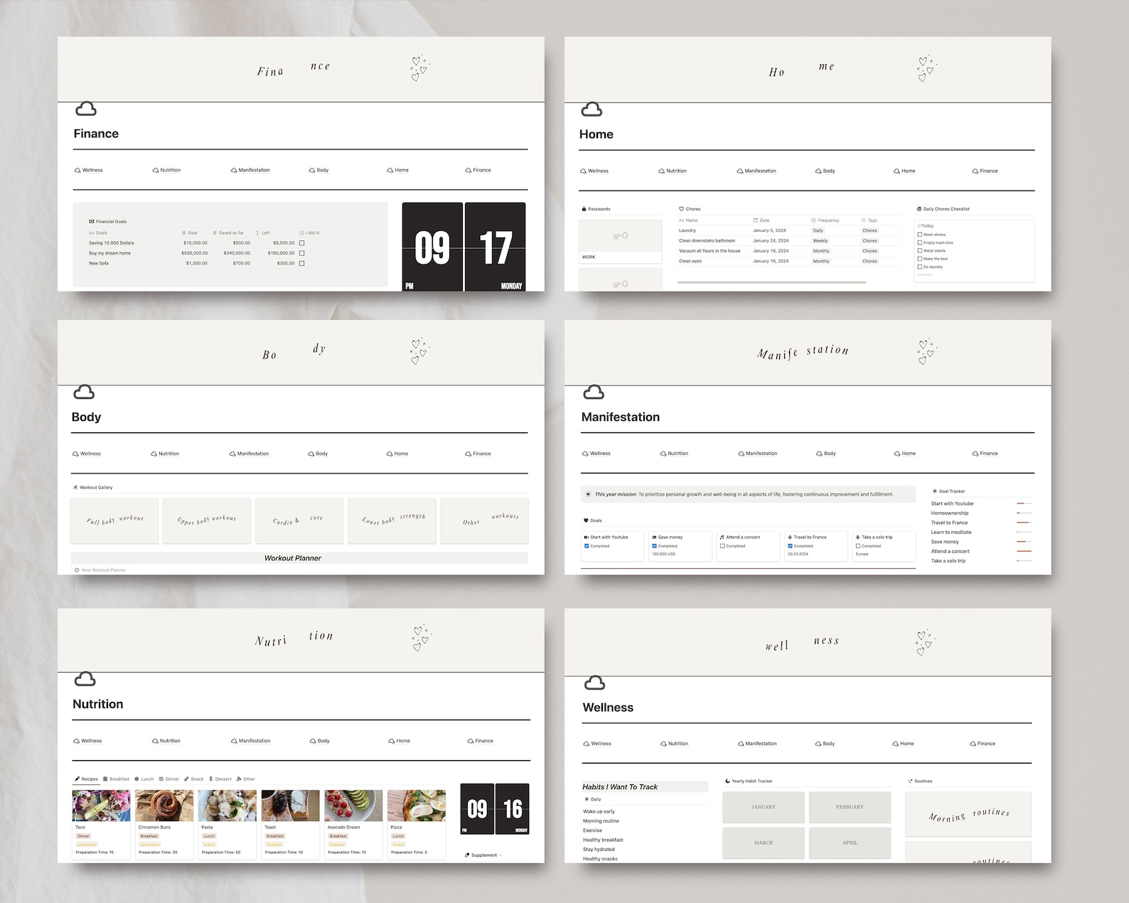 Notion Template With Beige Notion Cover Aesthetic Notion Pages for Beginners Life Planner for ...