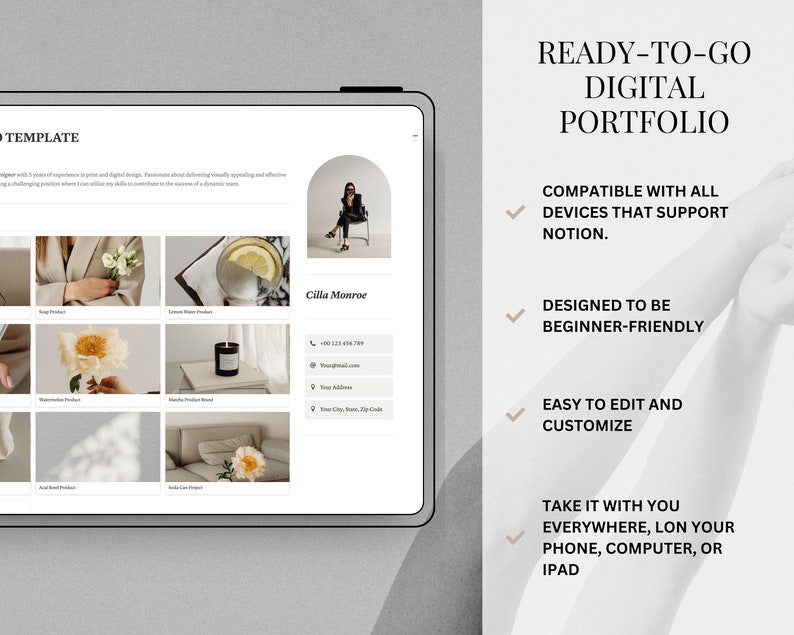 Notion Portfolio Template Resume Digital Customizable Notion Template ...