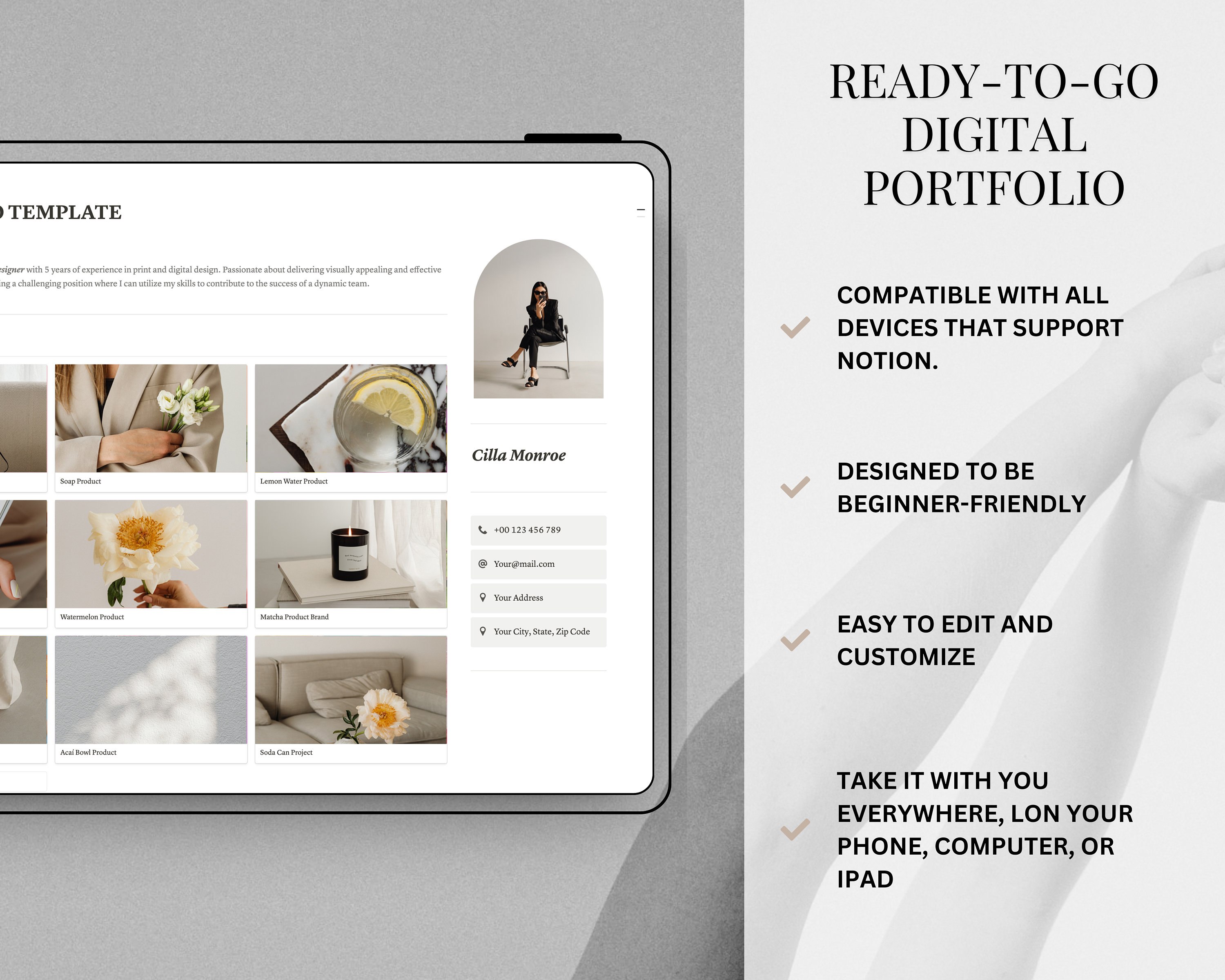 Notion Portfolio Template Resume Digital Customizable Notion Template ...