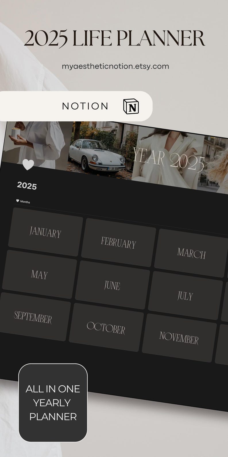 Dark Mode Digital Planner 2025 2026 Notion Weekly Planner Template Notion Monthly Planner Notion ...