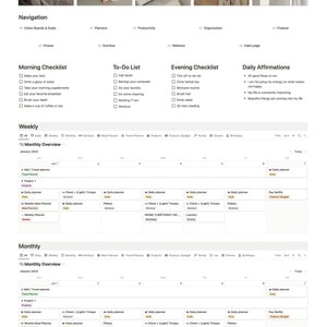 Daily Planner Notion Template Aesthetic Simple Dashboard for Everyday Routine Calendar 2025 ...
