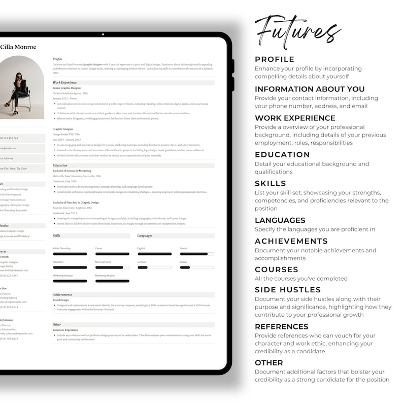Resume Template Customizable Digital Download Professional Cv ...