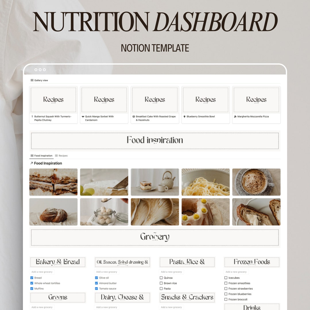 Weekly Meal Planner Notion Template With Grocery List Notion Nutrition ...
