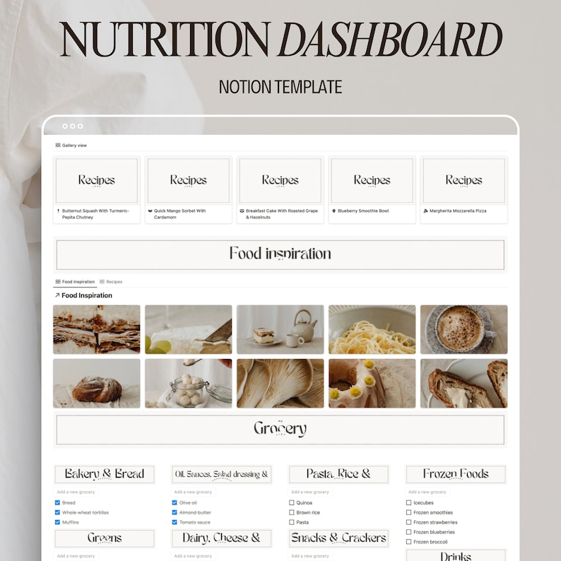 Weekly Meal Planner Notion Template With Grocery List Notion Nutrition ...