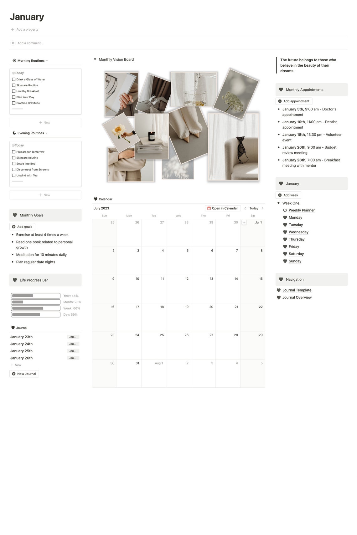 Notion Digital Yearly Template for Daily Productivity and Efficiency ...