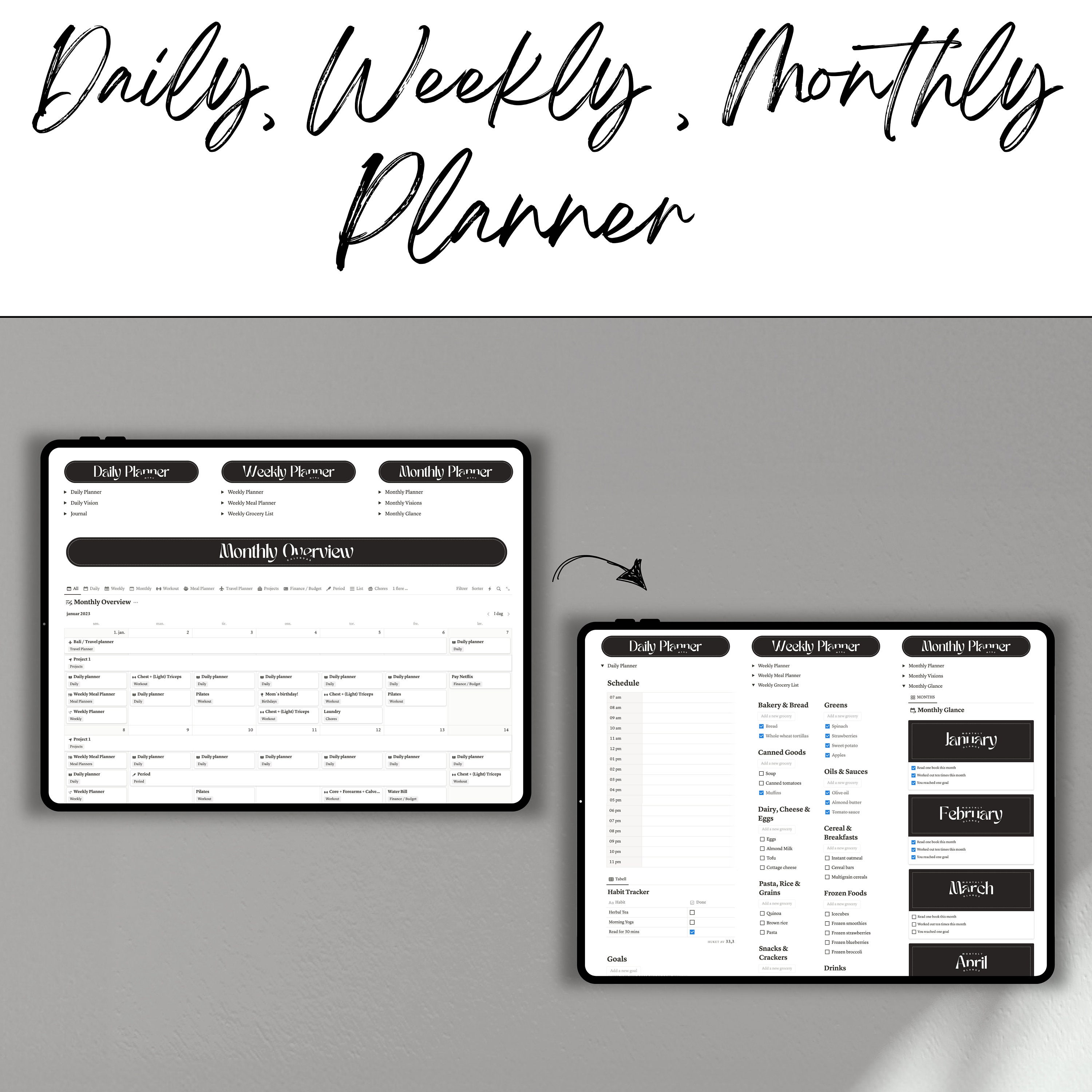 Premium Notion Template Weekly Planner Digital Download iPad Habit ...