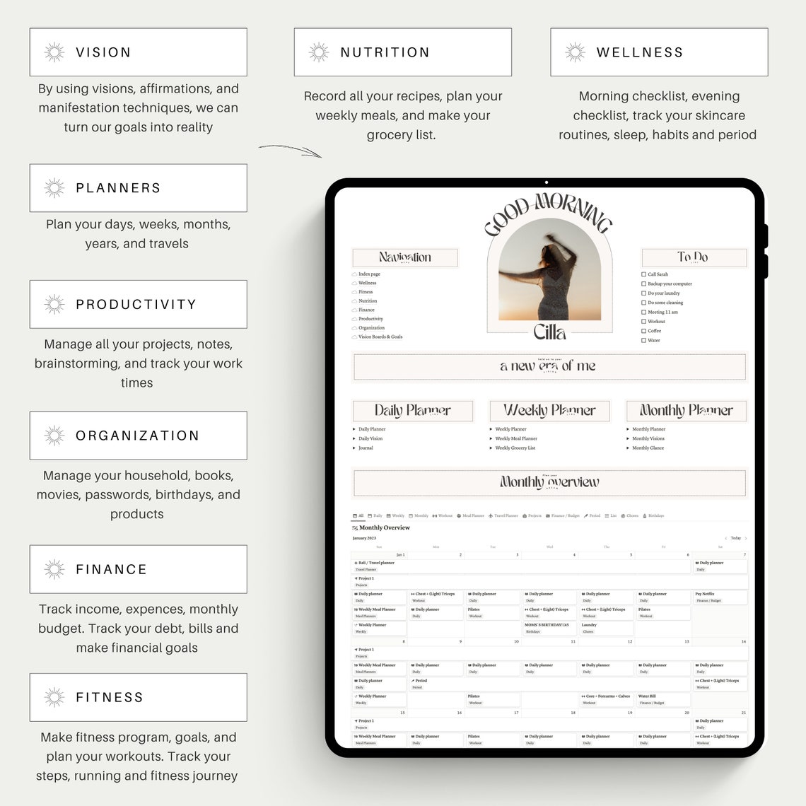 Beige Notion Planner Cute Templates for Life Planning and Organization ...