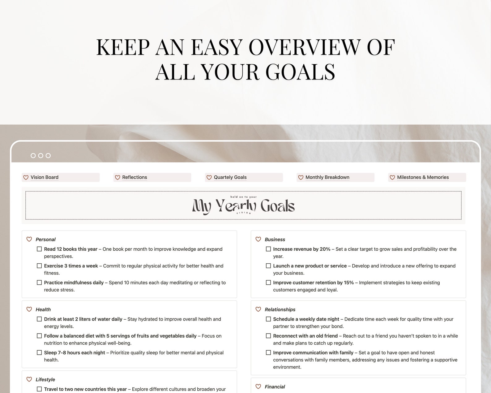Notion Goal Planner Template for Quarterly Goals and Milestones ...