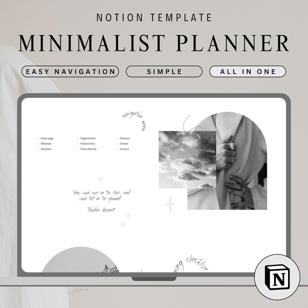 Minimalist Notion Life Planner Dashboard Template Simple All in One ...